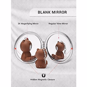 Getinbulk Compact Magnifying Mirror Bulk, Set of 12 Round Double-Sided 1X/10X Magnification PU Leather 2.8"(White)