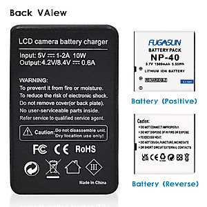 2 pcs 1500 mAh NP-40 Battery with LCD Single NP-40 NP40 Battery Charger for Casio NP-40, Exilim EX-Z600, Z700, Z750, Z1000, Z1050, Z1080