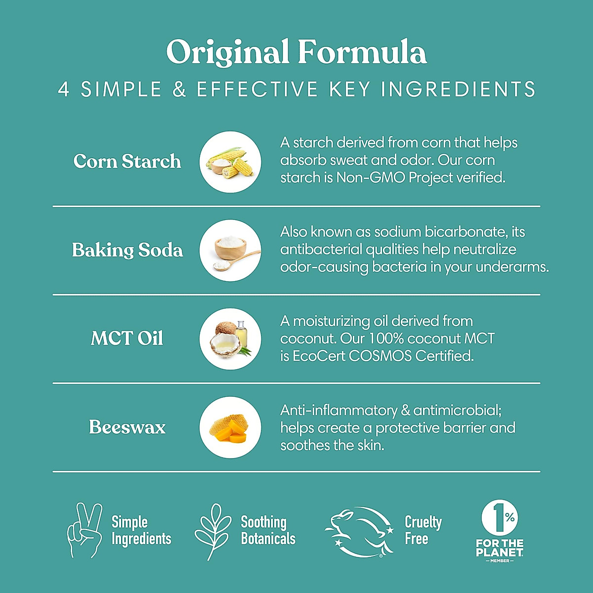 HUMBLE BRANDS Original Formula Aluminum-free Deodorant. Long Lasting Odor Control with Baking Soda and Essential Oils, Rosemary Mint, Pack of 1