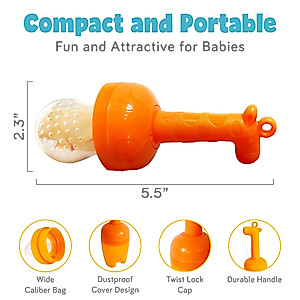 Baby Fruit Feeder, Teething Pacifier for Fruits, Veggies, or Frozen Milk, Food-Grade Silicone Teethers for Babies 6-12 Months, Baby Essentials for Teething Relief - Mango Orange and Berry Blue