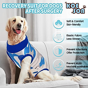 KOESON Dog Recovery Suit, Spay Suit for Female Dog Pet Onesie for Surgery Female Anti-Licking, Dog Surgical Recovery Suit for Abdominal Wounds Dog Cone Alternative After Surgery Blue Camo 2XL