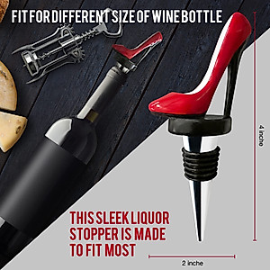 Trovety High Heel Wine Stopper Custom - Cute Red Shoe Elegant High Heels Cork for Women, Bachelorette Party Decor - Decorative Stainless Steel Beverage Topper - Reusable Champagne Bottle Plugs