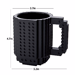 BOMENNE Build-on Brick Mug,Funny Novelty Coffee Mug,Creative DIY Building Blocks Cup,Birthday Party Cups for Kids,Unique Gifts for Christmas,Black