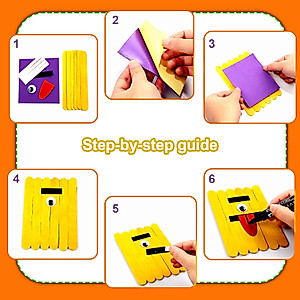 Zhanmai 10 Pack Halloween Crafts Kits for Kids Pumpkin Devil Arts Kits DIY Colorful Craft Sticks Ice Lolly for Halloween Party Supplies