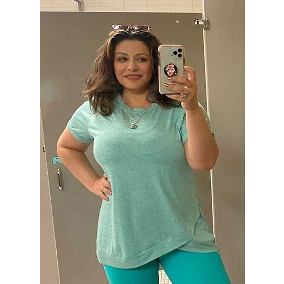 FOREYOND Women's Plus Size Workout Tops Workout Sport Tee Loose Fit Athletic Yoga Tops Running Short Sleeve Shirts