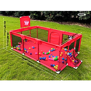 Gaorui Large Kids Baby Ball Pit - Portable Indoor Outdoor Baby Playpen Toddlers Children Safety Play Yard Fun Activities Popular Toys (Not Includes Balls) (Red)