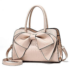 Nevenka Women Handbag PU Leather Top Handle Satchel Bag Fashion Lady Tote Shoulder Handbag for Daily Use Party (Beige)