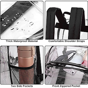 Bulk Clear Backpacks Wholesale for School 24 Pack Clear Backpacks for Boys, Girls, Stadium, Travel (Solid Black Pack)