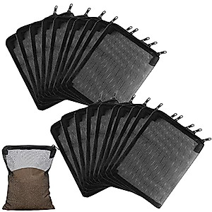 Shappy 20 Pack Aquarium Filter Bags 5.9 x 8 Inch Fine Black Filter Media Bags High Flow Fine Mesh Bags Reusable Nylon Bags with Zipper for Fine Resins Filter Activated Carbon Fresh Saltwater Tanks