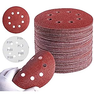 MIDO PROFESSIONAL ABRASIVE Sanding Disc 5 Inch 8 Hole Hook and Loop Sanding Pads for Orbital Sander 40/60/80/120/180/240/320 Grits-Pack of 72
