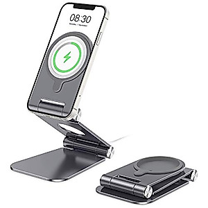 Stand for MagSafe Charger, OMOTON Foldable Phone Stand Holder for MagSafe Accessories， Compatible with iPhone 14/13/12 Pro Max/Pro/Mini, Charger for MagSafe Not Included, Gray