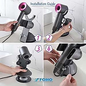 Hair Dryer Holder for Dyson Supersonic, Magnetic Stand Holder with Power Plug Cable Organizer, Aluminum Alloy Bracket, Bathroom Organizer for Dyson Supersonic Hair Dryer, Diffuser and Nozzles