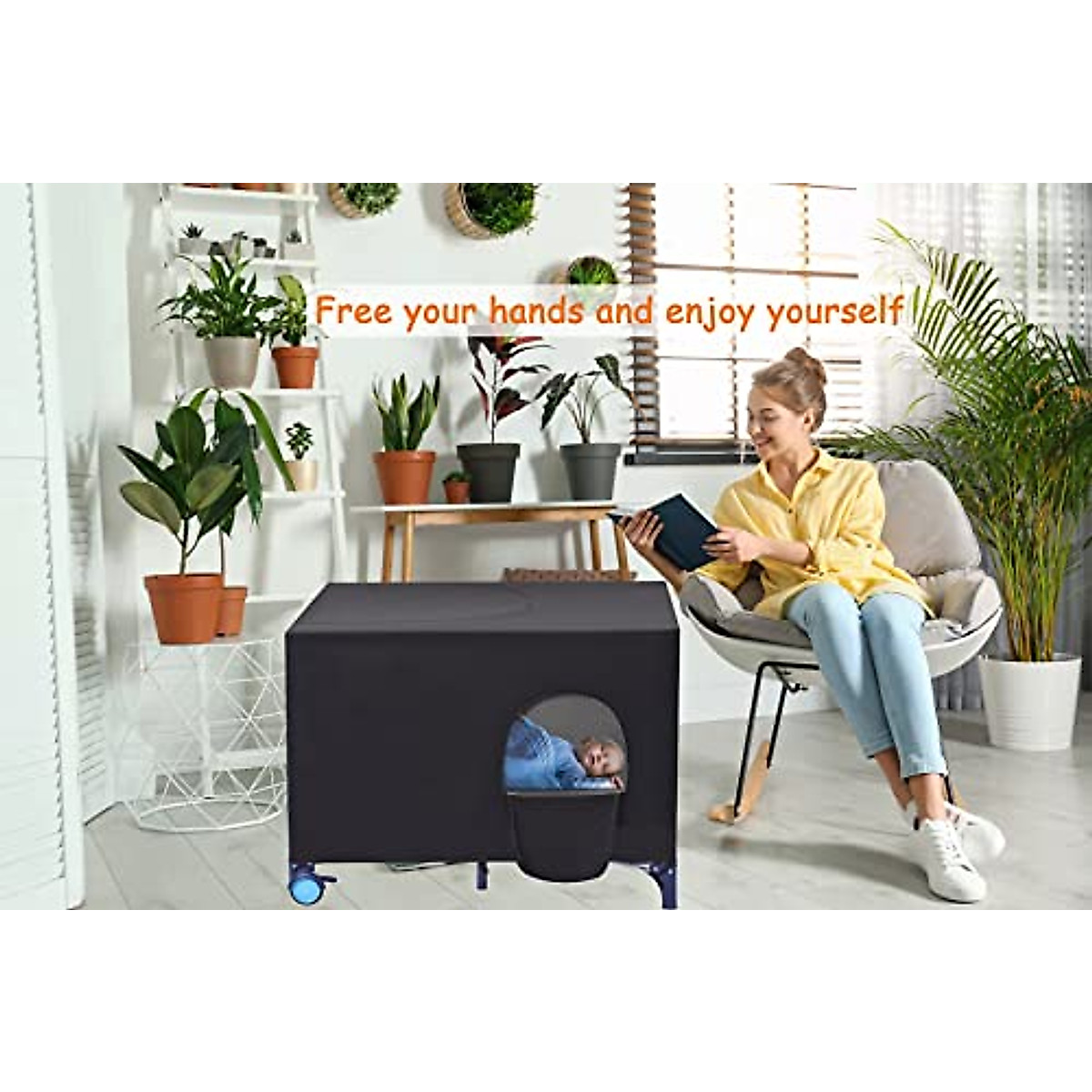 LYFFXYH Crib Tent Cover Pack and Play Blackout Cover Slumberpod for Pack n Play Blackout Crib Cover for Indoor Outdoor Napping Playing Sleeping Block Out 85% Light