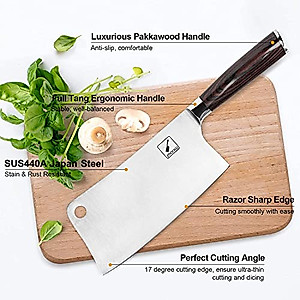 imarku Cleaver Knife 7 Inch Meat Cleaver - SUS440A Japan High Carbon Stainless Steel Butcher Knife with Ergonomic Handle, Ultra Sharp, Useful Kitchen Gadgets for Home and Restaurant