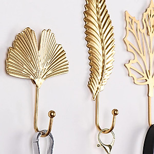 Hemoton Heavy Duty Garment Rack 2Pcs Iron Ginkgo Leaf Hooks Nordic Style Hooks Wall Mounted Hook Wall Hanger for Cloakroom Hallways Living Room ? Gold ? Backpack Hanger