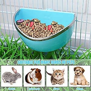 POPETPOP Small Pet Food and Water Bowl - Plastic Rabbit Feeding Bowl Bunny Guinea Pig Hay Feeder, Bird Food Basin Dish for Rabbit Guinea Pig Chinchilla (Random Color)