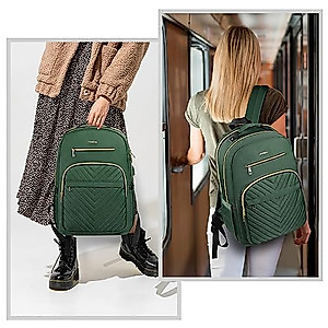 YAMTION 17.3 Inch Backpack Women,Laptop Backpack for Women USB Bookbag for Business Work Office College,Dark Green