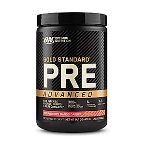 Optimum Nutrition Gold Standard Pre Workout Advanced Powder, with Creatine, Beta-Alanine, Micronized L-Citrulline and Caffeine for Energy, Keto Friendly, Strawberry Mango Daiquiri, 20 Servings