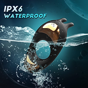 Vibrating Cock Ring with Rabbit Design, Rechargeable Penis Ring Vibrator with 9 Vibration Modes, Erection Pleasure Enhancing Mens Vibrator for Couples Play,Silicone Adult Sex Toys & Games (Black