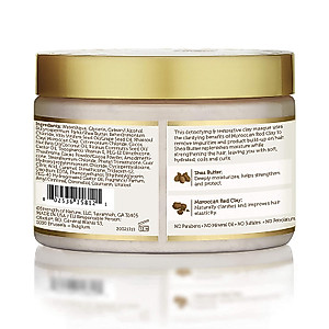 African Pride Moisture Miracle Moroccan Clay & Shea Butter Heat Activated Masque - For Natural Coils & Curls, Detoxes & Softens, Removes Impurities & Product Build-Up from Hair 12 oz