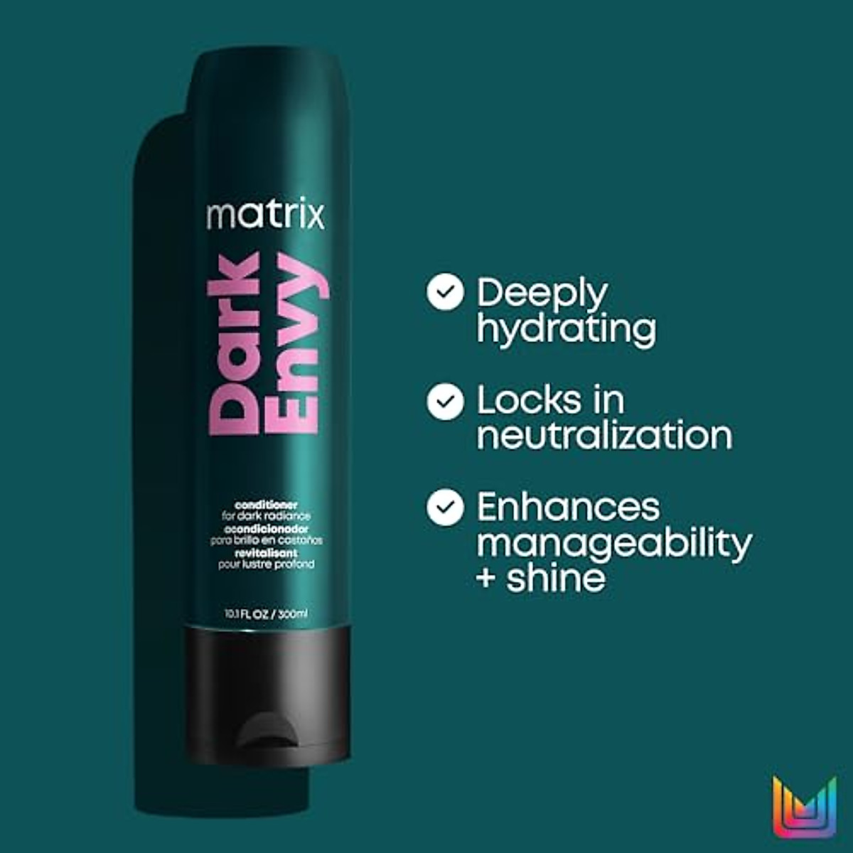 Matrix Dark Envy Hydrating Conditioner | Nourishes For Dark Hair Radiance | Enhances Manageability | Rich, Shiny Finish | For Dark Brown or Black Hair | Packaging May Vary | 10.1 Fl. Oz. | Vegan