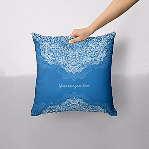 iiRov Intricate Blue & White Snowflake Name Script - Custom Decorative Home Decor Indoor or Outdoor Throw Pillow Cover Plus Cushion Set for Sofa, Bed or Couch (Pillow CASE Cover Plus Cushion)