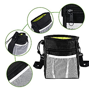 Left&Right Dog Treat Pouch, Dog Training Treat Pouch for Pet, Dog Treat Pouch for Training Small to Large Dogs, Dog Treat Bag with Waist Belt Shoulder Strap Poop Bag Dispenser -4 Ways to Wear -Black