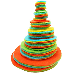 Playfully Ever After Light Green, Turquoise, Orange & Yellow Craft Felt Circles (Mixed Size Pack - 56pc)
