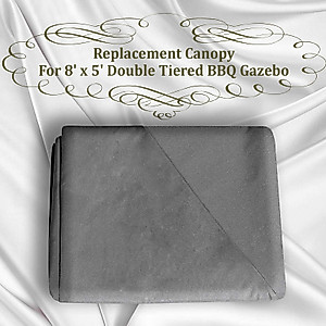 YardGrow 5x8FT BBQ Grill Gazebo Replacement Canopy Roof Double Tiered Outdoor Grill Shelter Canopy Top (Grey)