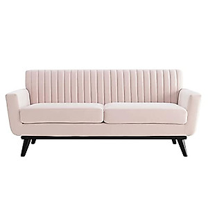Modway Engage Channel Tufted Performance Velvet Loveseat in Pink