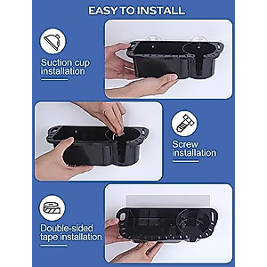 AngLink Boat Cup Holder - Marine Boat Caddy Organizer with Storage 3 Mount Options, Fishing Tool Drink Holders for Center Console Seat Kayak Pontoon Bass Boat Jon Boats丨Black