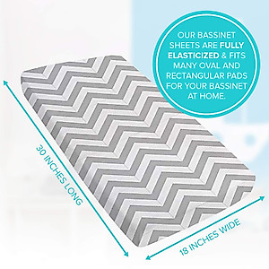 Kushies Baby Fitted Bassinet Sheet, Grey Chevron