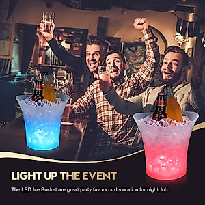 18 Pcs LED Ice Bucket Bulk with Scoop and Clip 5 L Ice Bucket 7 Color Changing LED Light Ice Bucket Acrylic Clear Beverage Champagne Beer Wine Cooler Bucket for Party Bar Club KTV Restaurant Home