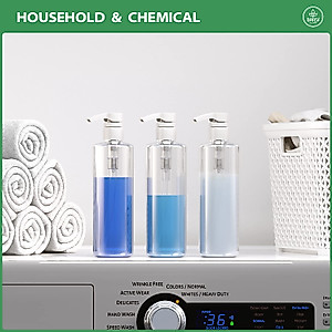 Bar5F 16-Ounce Emoty Plastic Shampoo and Conditioner Pump Bottles, BPA-Free, Crystal-Clear, Ideal for Lotion, Body Wash, Cream, Liquid Soap, Shower, Guest Room, 3-Pack