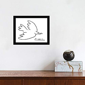 Amanti Art Wood Framed Wall Art Print Dove of Peace by Pablo Picasso (11 in. W x 9 in. H), Svelte Unique Black Frame - X-Small