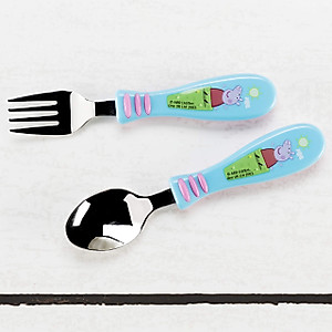 zak! 5-Piece Dinnerware Set, Peppa Pig - Durable Plastic & Stainless Steel - Includes Tumbler, 8-Inch Plate, 6-Inch Bowl, Fork & Spoon - Suitable for Kids Ages 3+