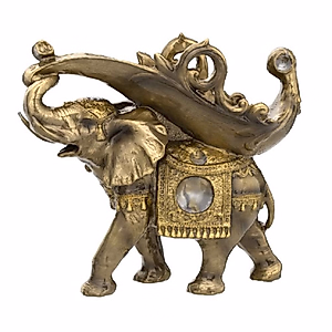 ICE ARMOR George S. Chen Imports Golden Thai Elephant Wine Holder 11 1/4" Wide Statue Figurine (7888216)