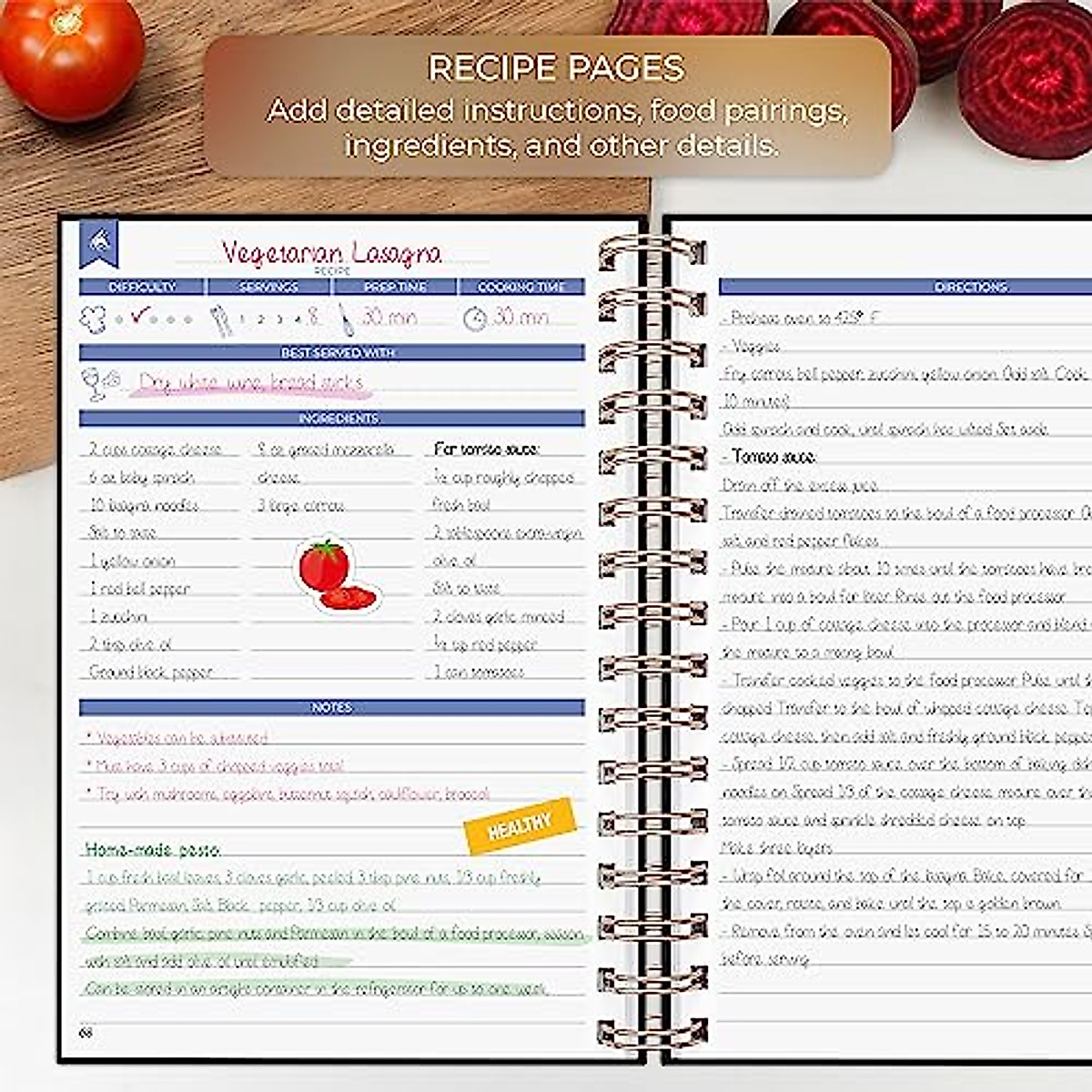 Clever Fox Recipe Book Spiral – Make Your Own Family Cookbook – Blank Recipe Notebook Organizer – Empty Cooking Journal to Write In Recipes – Medium Size, 6.3”x8.3”, Hardcover (Black)