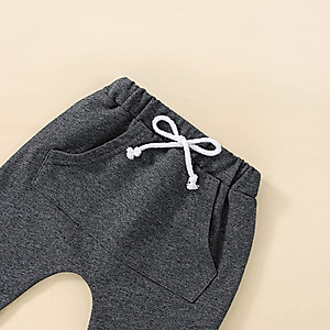 Newborn Baby Boy Outfits 6 12 18 24 Months Button Cartoon Letters Shirt & Long Ox Head Print Pants 2Pcs Clothes Set (A Camel, 18-24 Months)