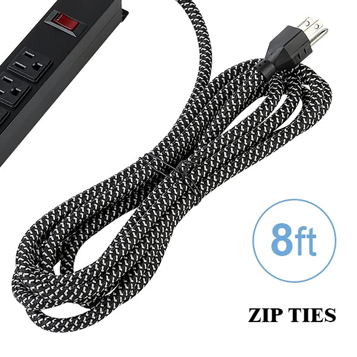 6 Outlet Surge Protector, Metal Power Board with USB Port, Wall Mount Power Board, 8 ft. Braided Extension Cord, 15A 125V 1875W…