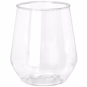 32 count 12 oz Unbreakable Stemless Plastic Wine Champagne Glasses Elegant Durable Reusable Shatterproof Indoor Outdoor Ideal for Home, Office, Bars, Wedding, Bridal Baby Shower