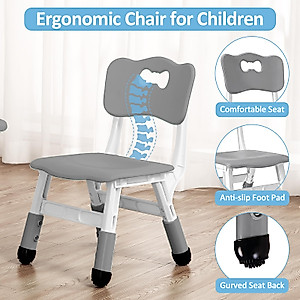 GarveeHome Kids Table and Chairs Set, Height Adjustable Desk for Ages 2-10,Arts & Crafts Table,Graffiti Desktop, Non-Slip Legs, Max 300lbs, Children Multi-Activity Table for Classrooms,Daycares,Home