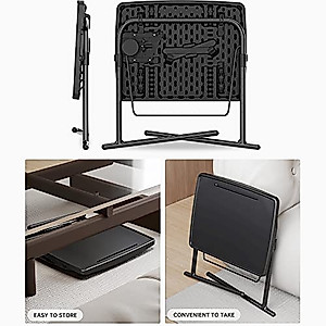 X TV Tray Table, Allpop Extra Large Adjustable TV Dinner Tray for Eating, Folding Laptop Table with Book Stand, Cup Holder & Tablet Slot for Bed & Sofa, Black