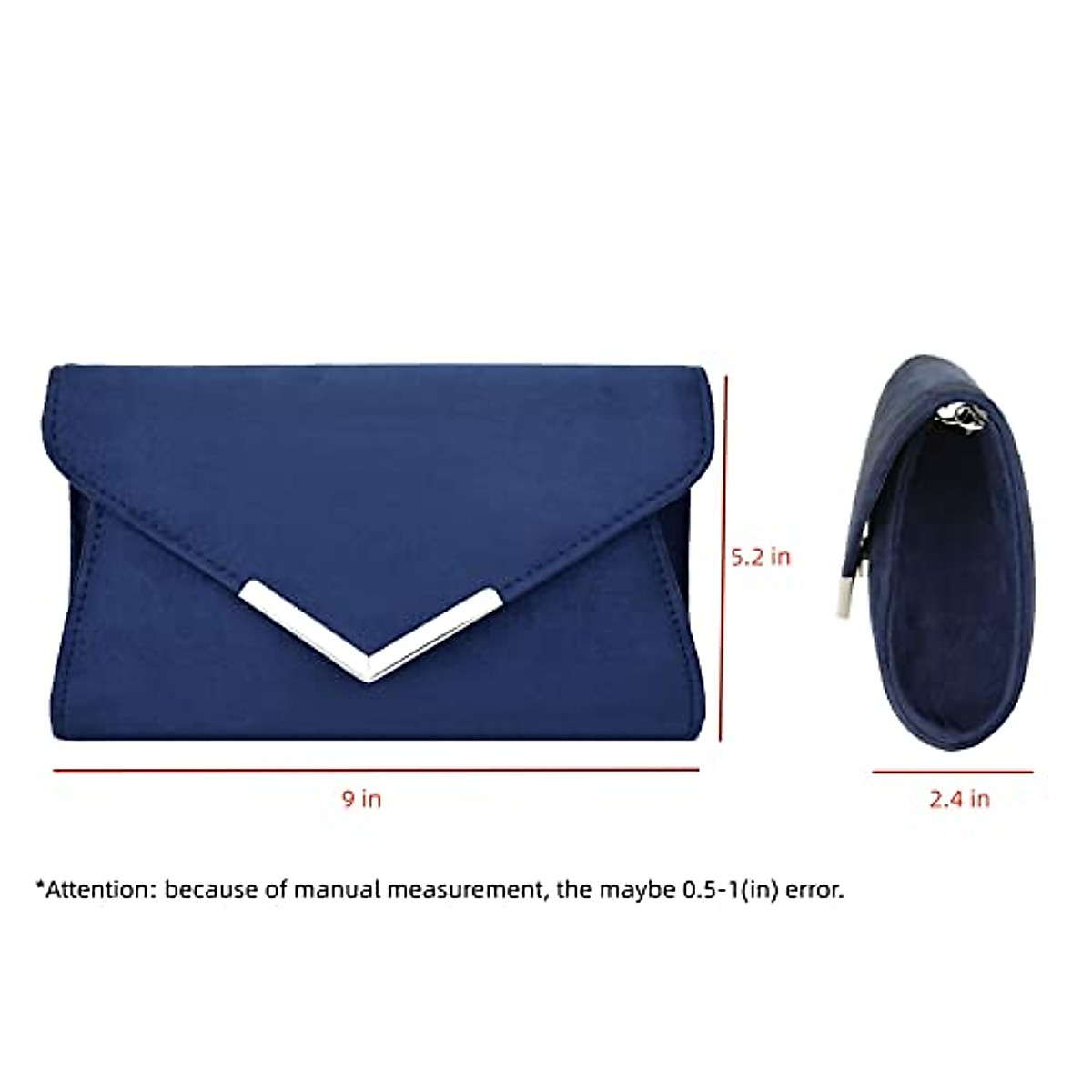 Milisente Solid Clutch Purses For Women Large Wedding Suede Purses For Ladies Evening(Navy Blue)