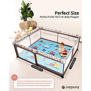 Joypony Baby Play Mat 79" X 71", Extra Large Foldable Play Mats for Babies and Toddlers, Waterproof & Anti-Slip Portable Baby Floor Mat for Tummy Time, Foam Baby Mat for Floor with Travel Bag