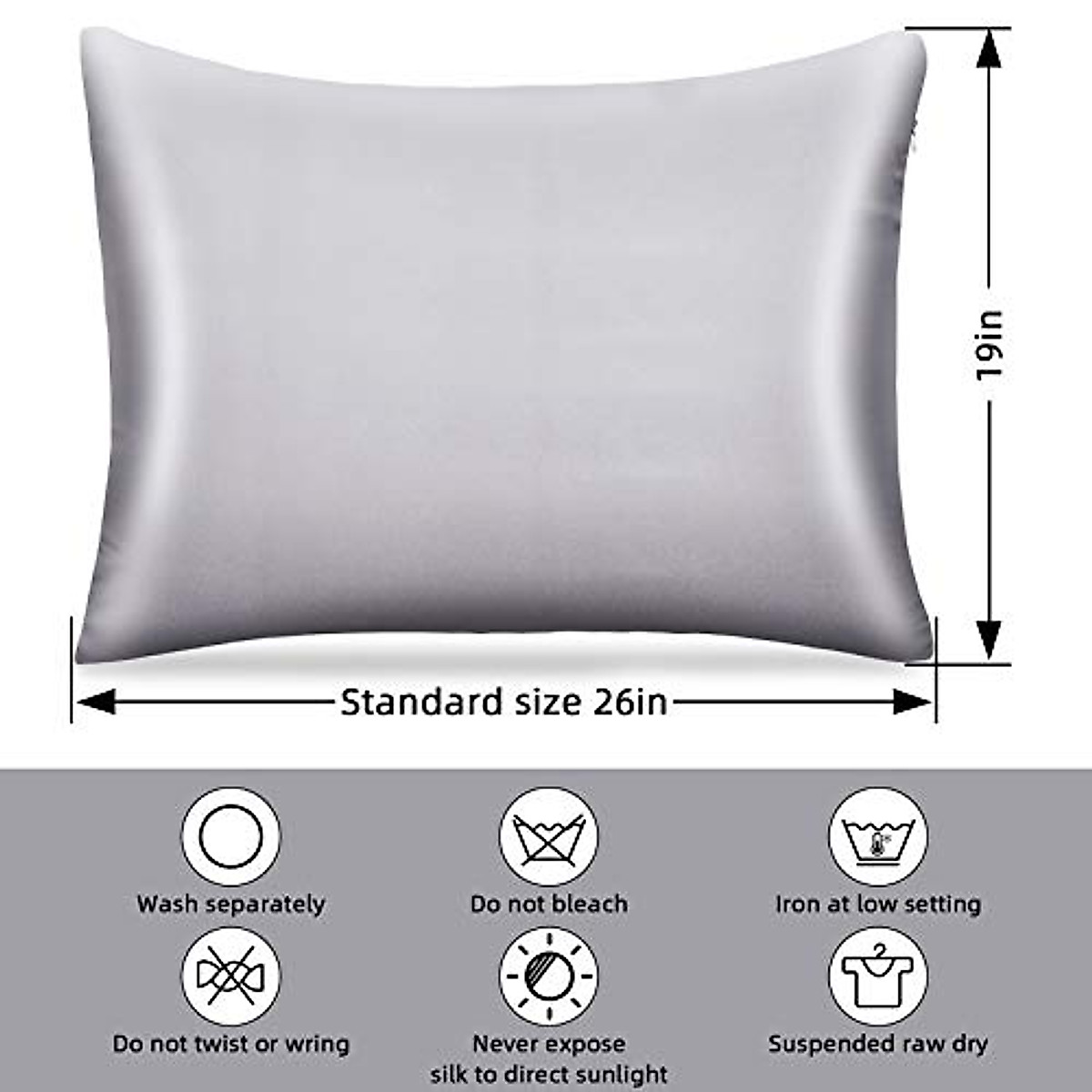 pendali Silk Pillowcase for Hair and Skin, Both Side Silk Pillow Case Soft and Smooth,Beauty Sleep, Bed Pillow Covers with Hidden Zipper, Silk Satin Pillowcase, Standard Size, Pack of 1 Piece