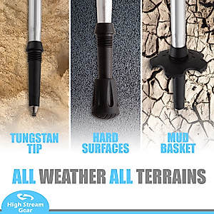 Walking Sticks for Women - 14.5" Foldable Hiking Poles for Backpacking, Exercising and Traveling, Set of 2 Aluminum Nordic Collapsible Trekking Poles (100-120cm, Light Blue)