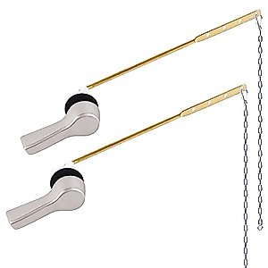 Hygie Rinse 2Pack Front Mount Toilet Handle Replacement Kit Compatible with American Standard/Glacier Bay/Gerber, Universal Toilet Flush Lever with Flapper Chain, Brushed Nickel