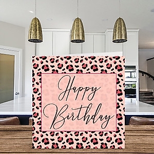 Glamorous Birthday Cards for Women Her - Pink Leopard Print - Pretty Best Friend Happy Birthday Card, 5.7 x 5.7 Inch Female Ladies Fashion Greeting Cards for Mom Daughter Nan Grandma Aunt Cousin