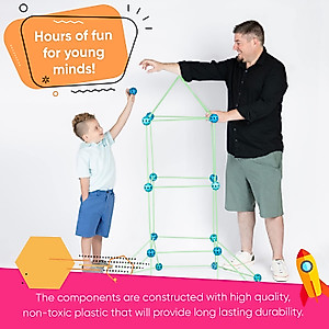 Kangabu Fort Building Kit - 120 Pieces - Glow Fort Building Set for Kids Ages 4-11 - Kids Fort Building Kit, Build a Fort Kit for Kids - Fort Builder, Fort Making Kit, Outdoor and Indoor Fort